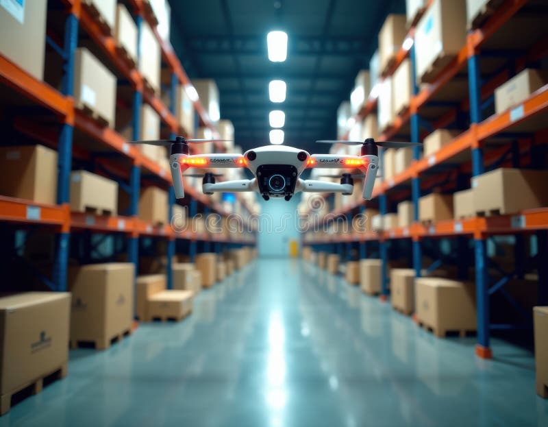 Drone Inventory Management in Warehouse Stock Illustration ...