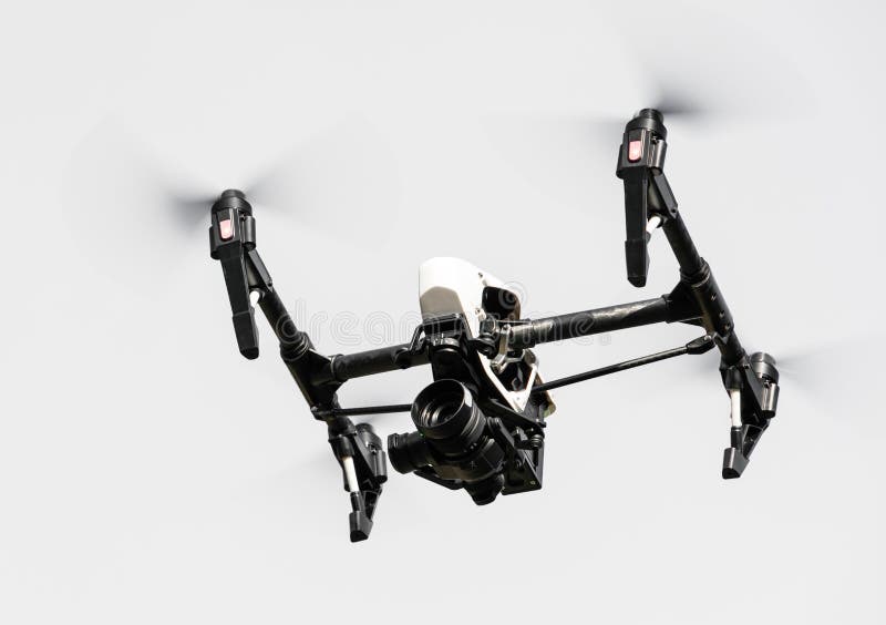 Drone With 4K Camera Flying. Stock Image - Image of outdoors, flying ...