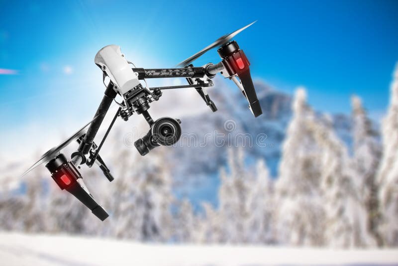 Drone with 4K Camera Flying. Stock Photo - Image of carbon, propeller ...