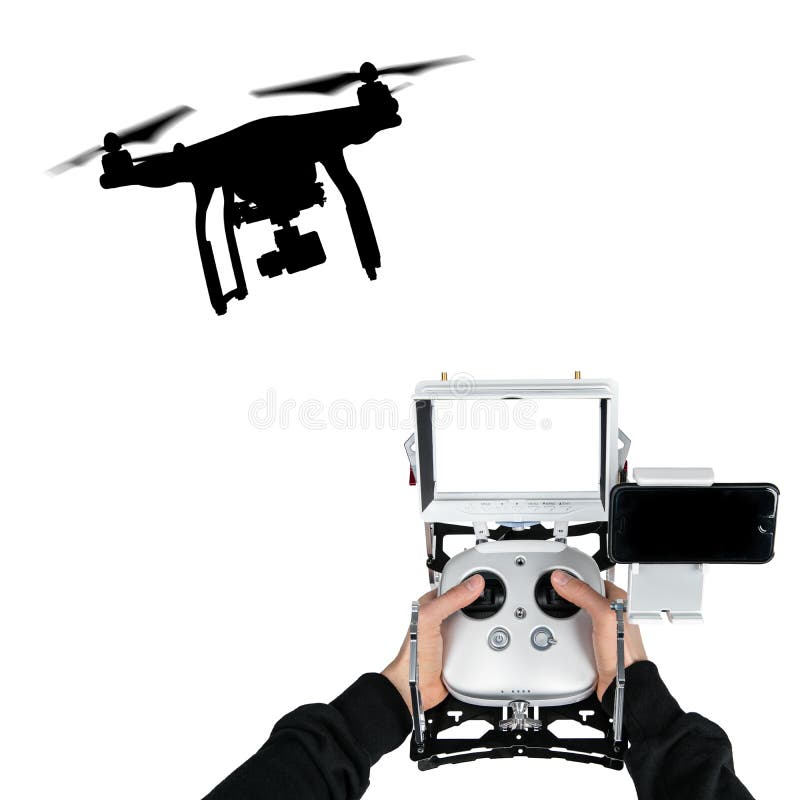 Drone with 4K Camera Flying. Stock Image - Image of multicopter ...