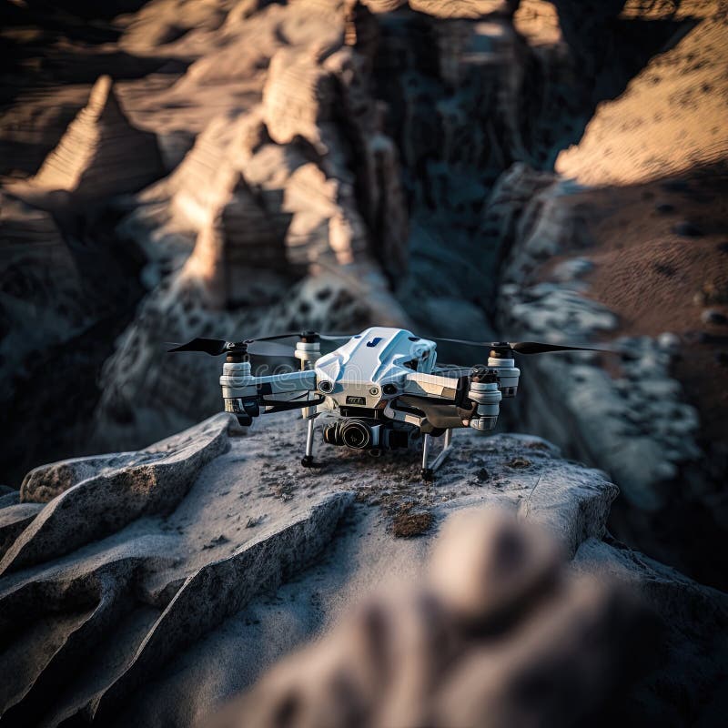 The Drone Landed on a Rock. Generative AI Stock Illustration ...