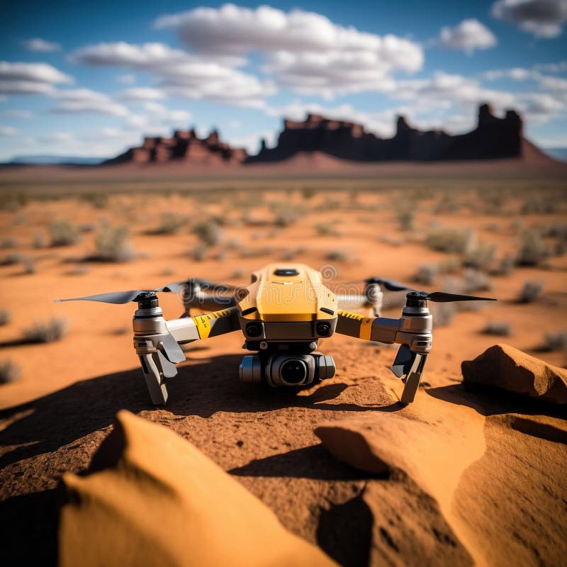 The Drone Landed on a Rock. Generative AI Stock Illustration ...
