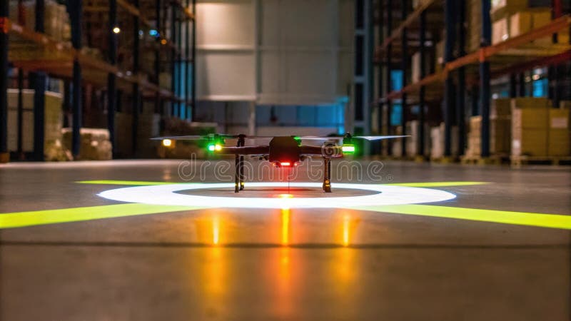 A Drone Landing on a Designated Pad after Completing an Inventory Check ...