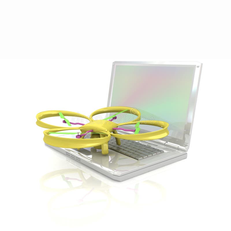 Drone and Laptop. 3D Render Stock Illustration - Illustration of ...