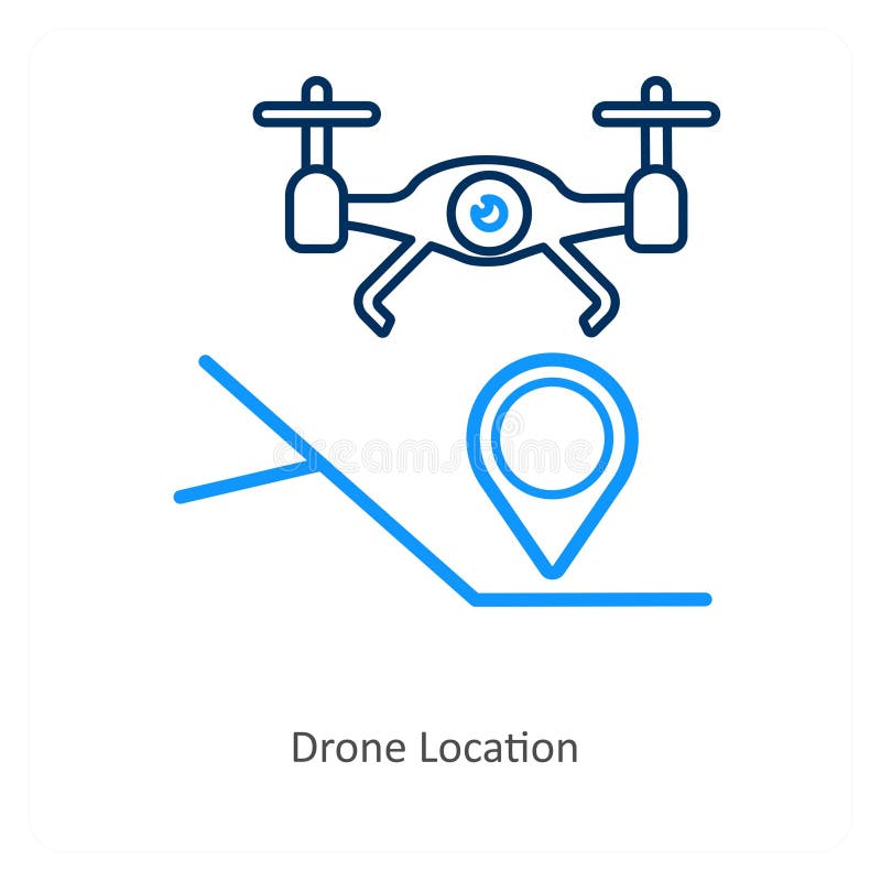 Drone Location and Location Icon Concept Stock Illustration ...