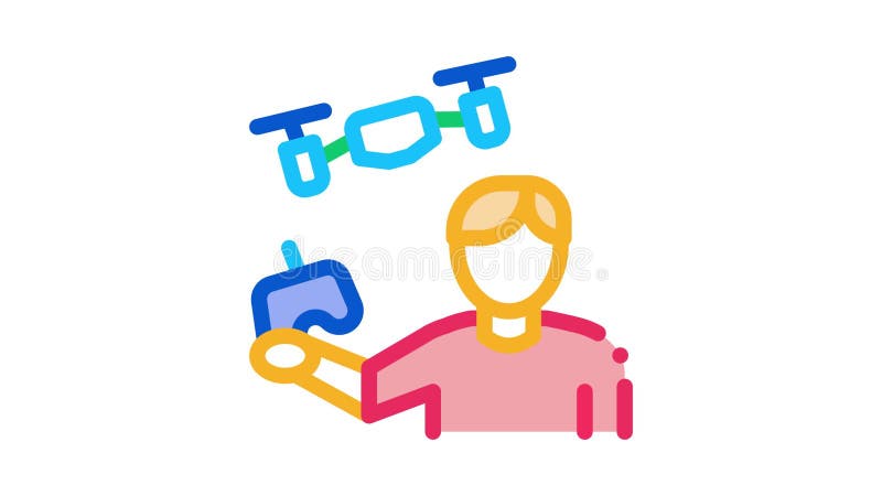 Drone Man with Remote Control Icon Animation Stock Video - Video of ...