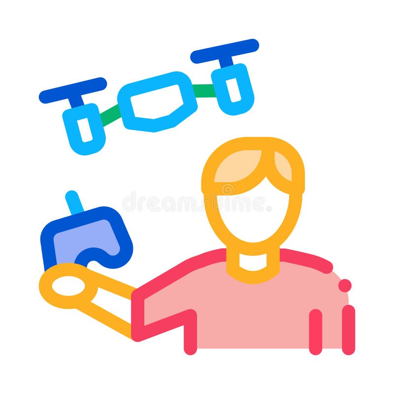 Drone Man with Remote Control Icon Vector Outline Illustration Stock ...