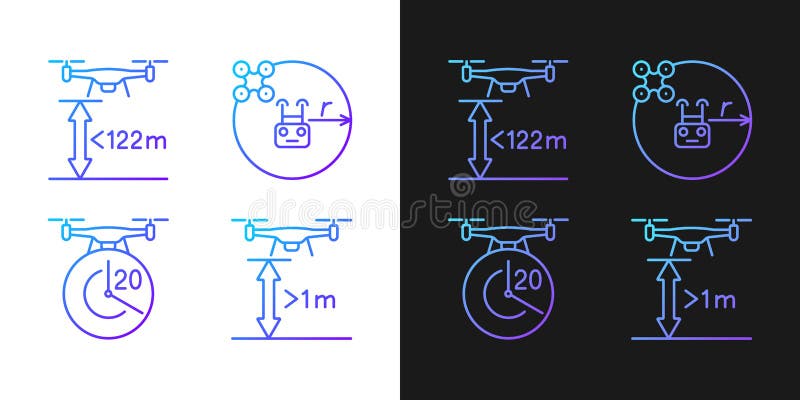 Drone Manage Gradient Manual Label Icons Set for Dark and Light Mode ...