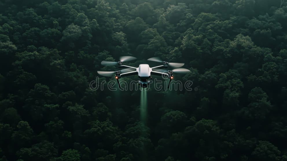 A Drone Mapping a Dense Forest with Laser Accuracy Stock Image - Image ...