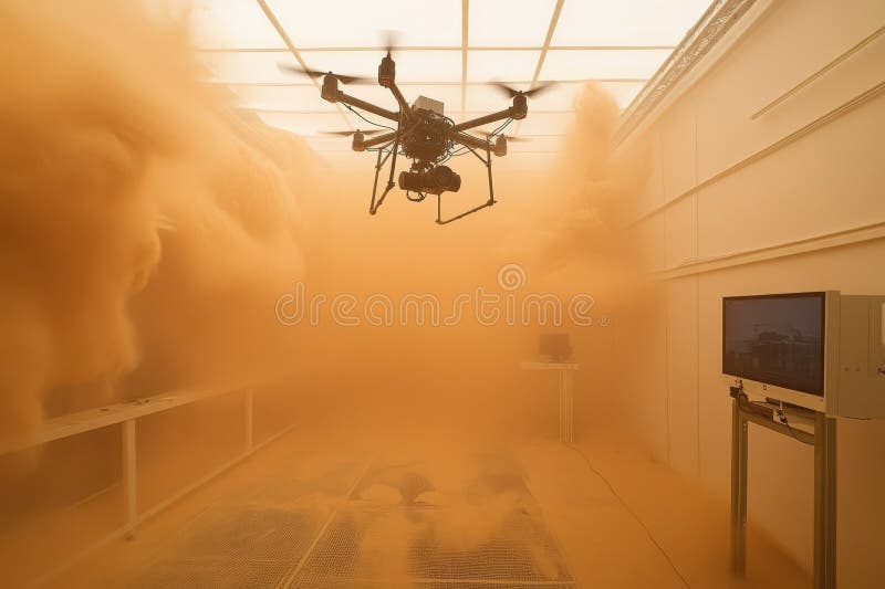 Drone Navigating through a Cloud of Dust in a Testing Facility during a ...