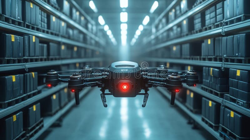 Drone Navigating Modern Warehouse Efficient Inventory Management ...