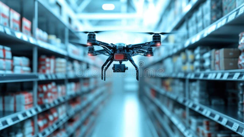 Drone Navigating Warehouse Aisles for Efficient Inventory Management ...