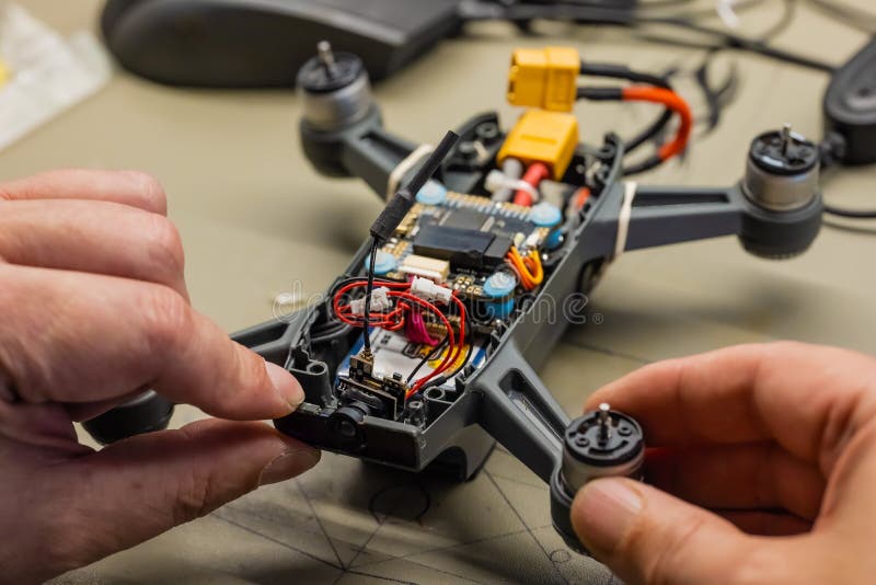 Drone Opened To Repair Crash Damage Stock Photo - Image of clean ...