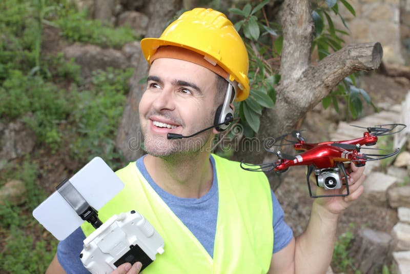 Drone Operator in Construction Site Stock Image - Image of engineering ...