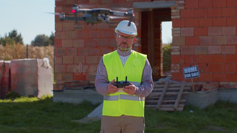 Drone Operator Holding Remote Controller Controls an Aircraft in Front ...