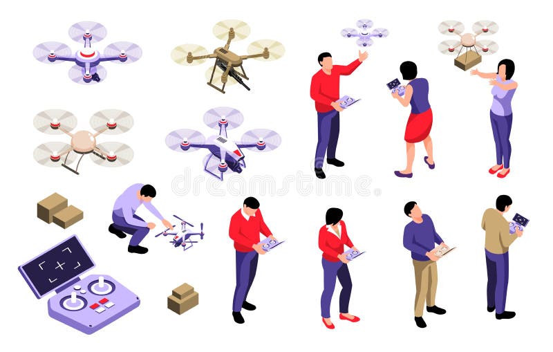 Drone Operator Icons Collection Stock Vector - Illustration of graphic ...