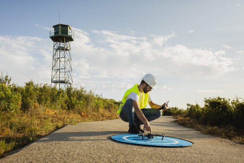 Drone Operator Piloting a Drone Stock Photo - Image of architect ...