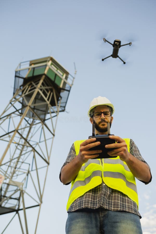 Drone Operator Man Piloting a Drone Stock Image - Image of caucasian ...