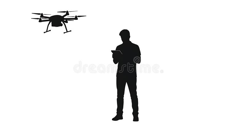 Drone Operator Silhouette Vector Illustration for Technology and Aerial ...
