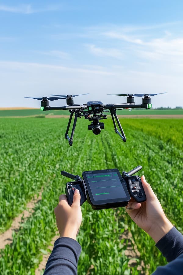 A Drone Operator Skillfully Controls a Device, Overseeing Its Flight ...