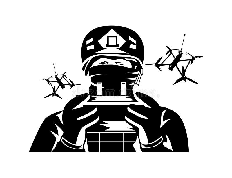 Drone Operator. a Soldier Controls a Drone Using a Remote Control Stock ...