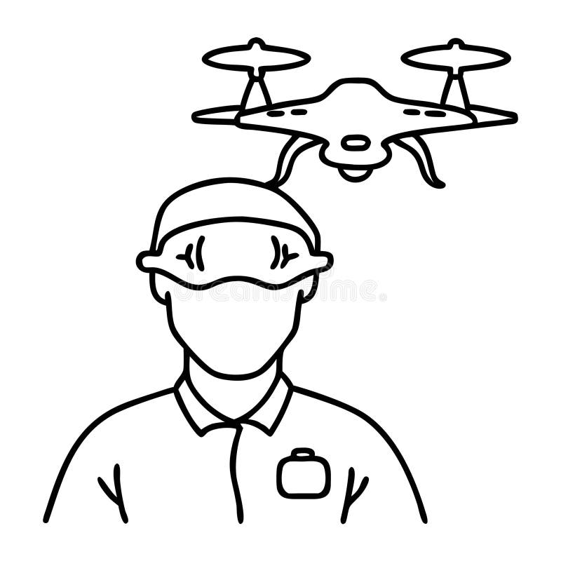 Drone Operator with VR Headset Vector Illustration for Technology and ...