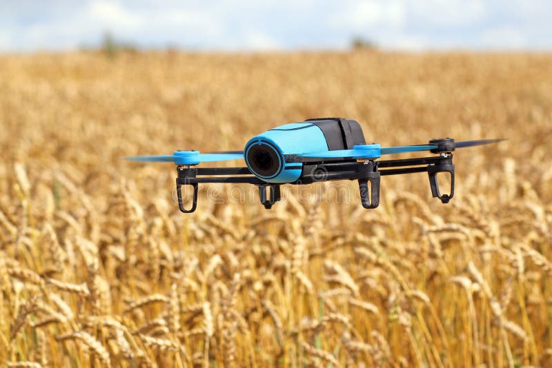 Drone over the field stock photo. Image of professional - 99544686