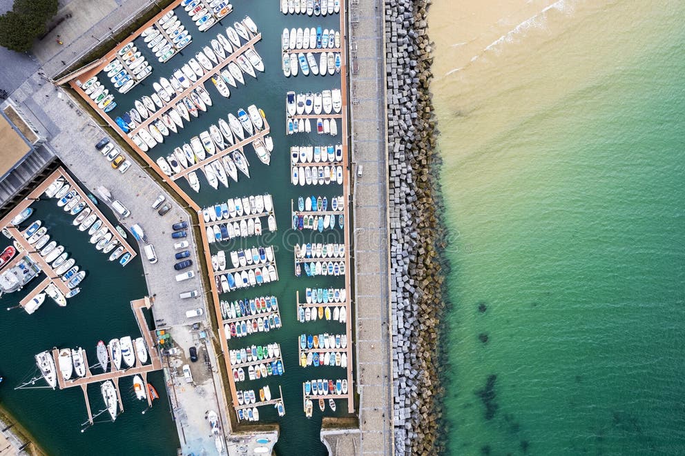 Drone Overhead View of a Boat Harbor Stock Image - Image of country ...