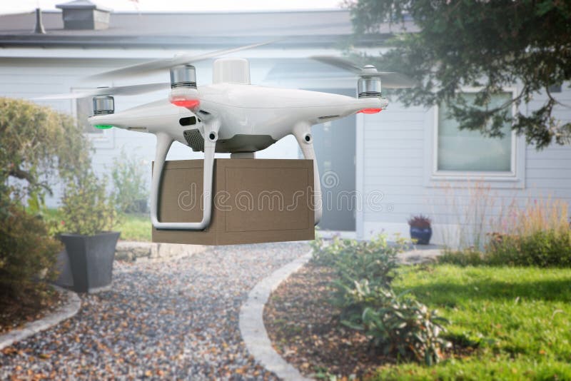 Drone with a package stock photo. Image of drone, parcel - 267238414