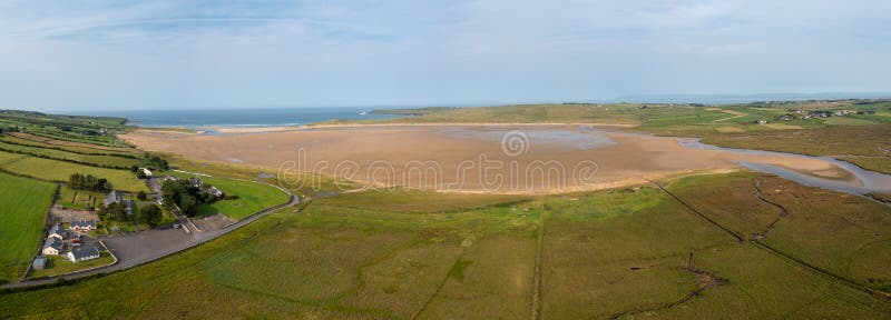 Drone Panorama Landscape of North Lacken with a View of the Beach and ...