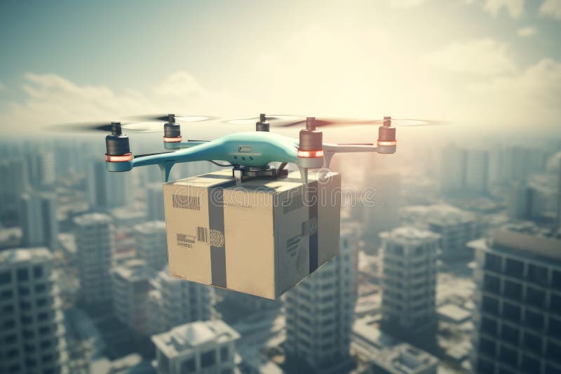 Drone Parcel Delivery. Generate Ai Stock Illustration - Illustration of ...