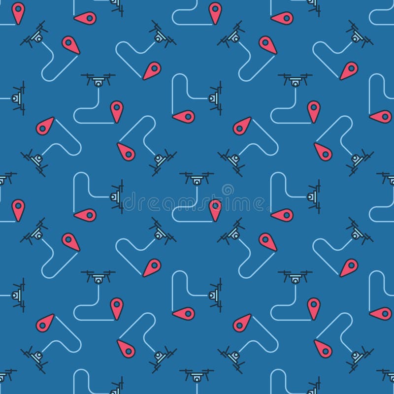 Drone Path Planning Vector Quadcopter Colored Seamless Pattern Stock ...