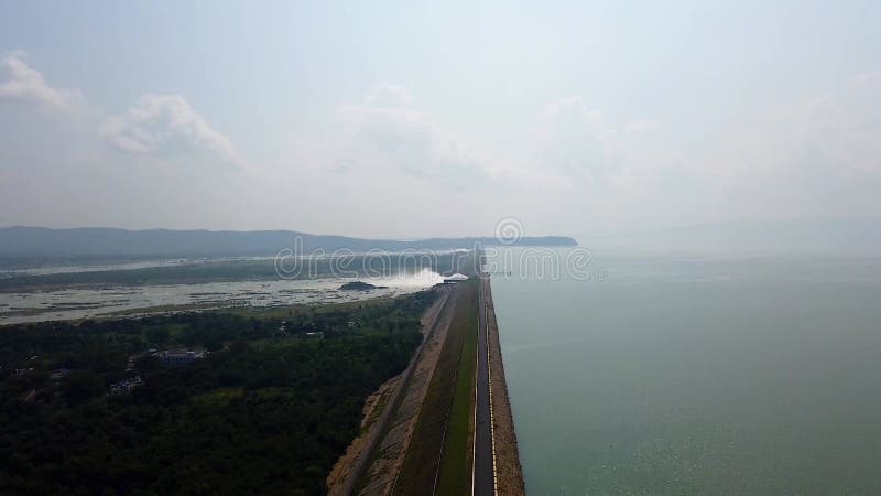 Drone Perspective View of Hirakud Dam of Odisha with Fast Moving Cloud ...