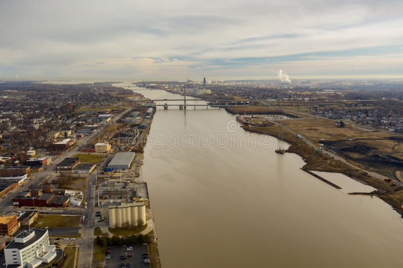 Drone Photo Aerial Toledo Ohio River Stock Photo - Image of river ...