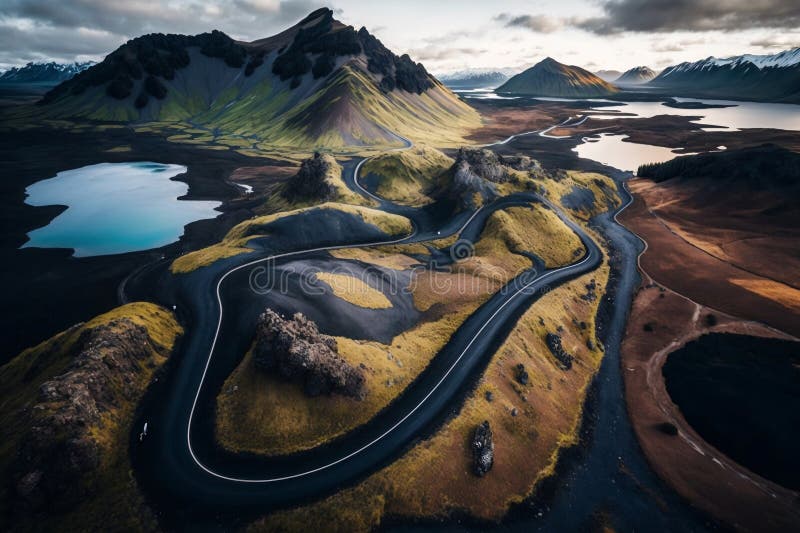 Drone Photography of a Captivating Aerial View of a Scenic Road in ... Drone Photography of a Captivating Aerial View of a Scenic Road in ...