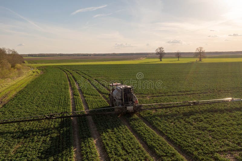 Drone Photography of Farmer Spraying His Fields Stock Image - Image of ...