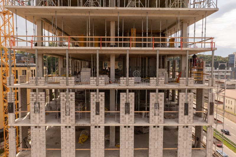 Drone Photography of High Rise Building Construction Site Close Up and ...