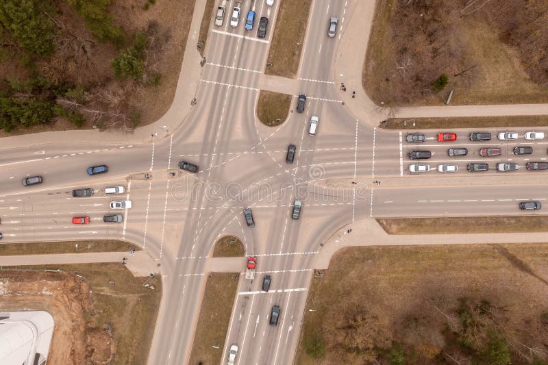 Drone Photography of Major Intersection and Traffic Stock Image - Image ...