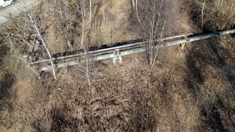 Drone Photography of Old Pipeline Going through Landscape during Spring ...