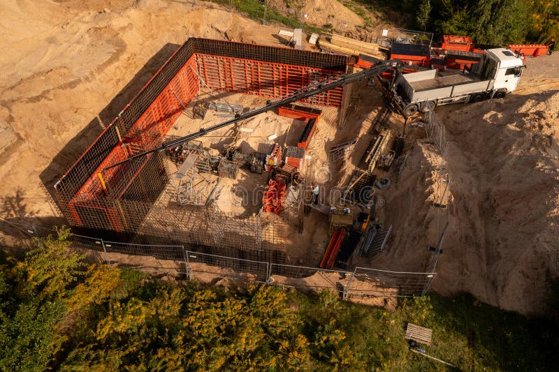 Drone Photography of Small Construction Site and Workers Building a ...