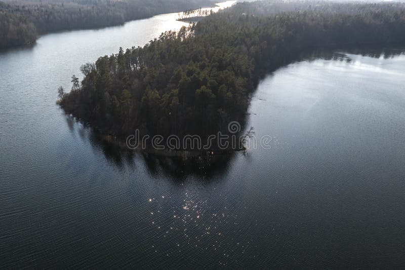 Drone Photography of Small Peninsula in a Lake Stock Image - Image of ...