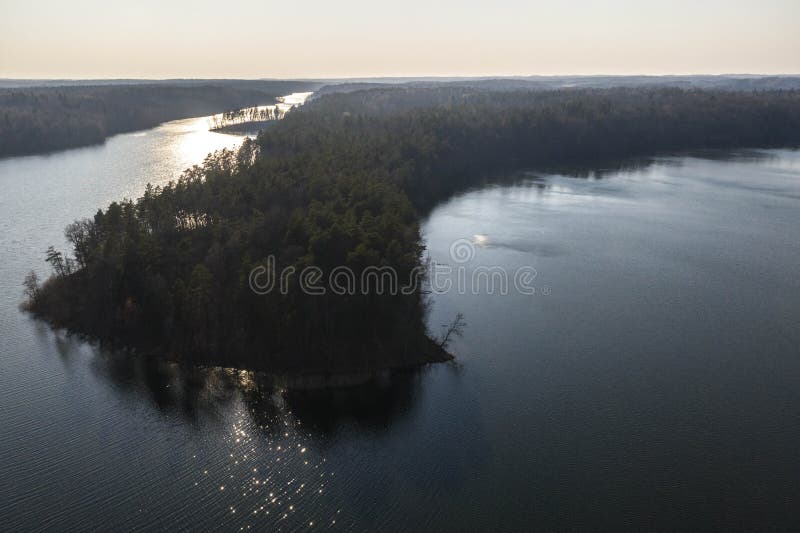 Drone Photography of Small Peninsula in a Lake Stock Image - Image of ...