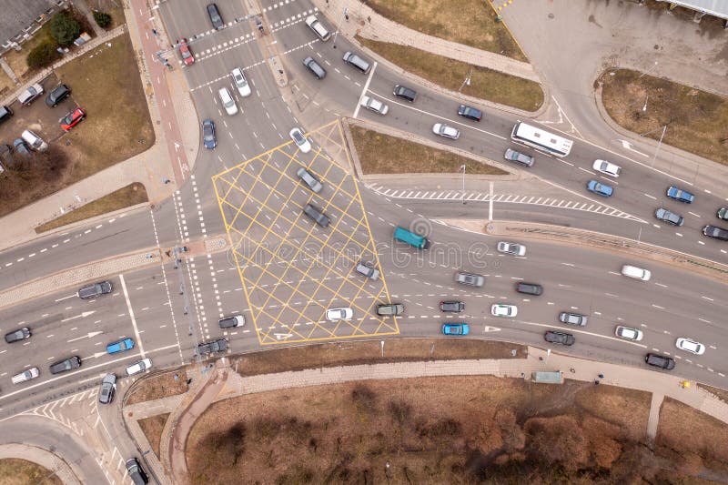 Drone Photography of Traffic Jam in a Big City Intersection Stock Photo ...