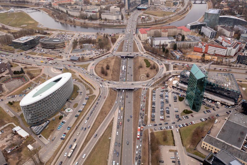 Drone Photography of Traffic Jam in a Big City Intersection Stock Photo ...