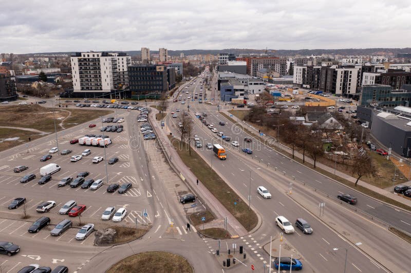 Drone Photography of Traffic Jam in a Big City Intersection Stock Photo ...