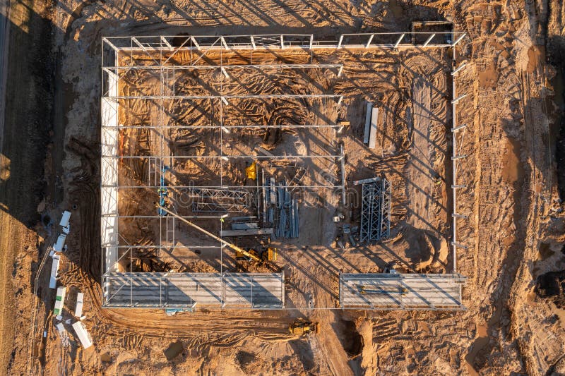Drone Photography of Warehouse Being Built by Construction Workers ...