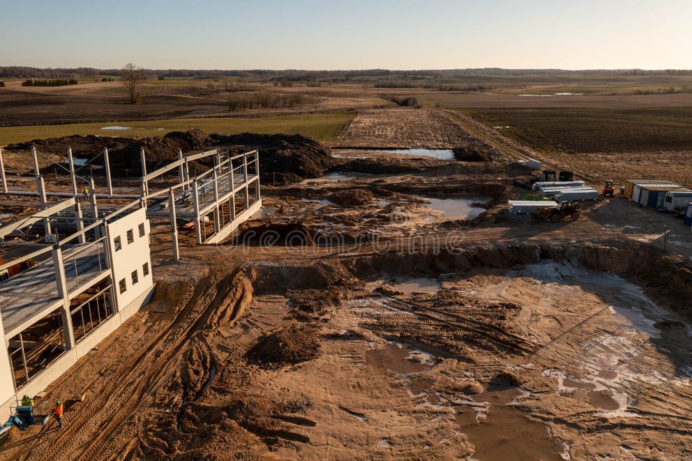 Drone Photography of Warehouse Being Built by Construction Workers ...