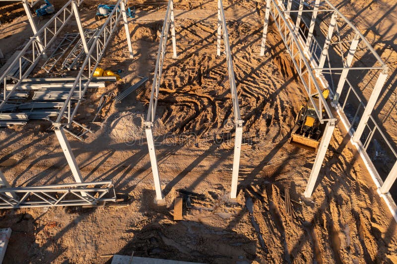 Drone Photography of Warehouse Being Built by Construction Workers ...