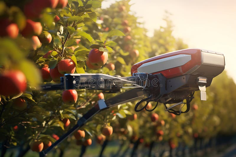 Drone Picking Ripe Apples in an Apple Orchard Stock Photo - Image of ...