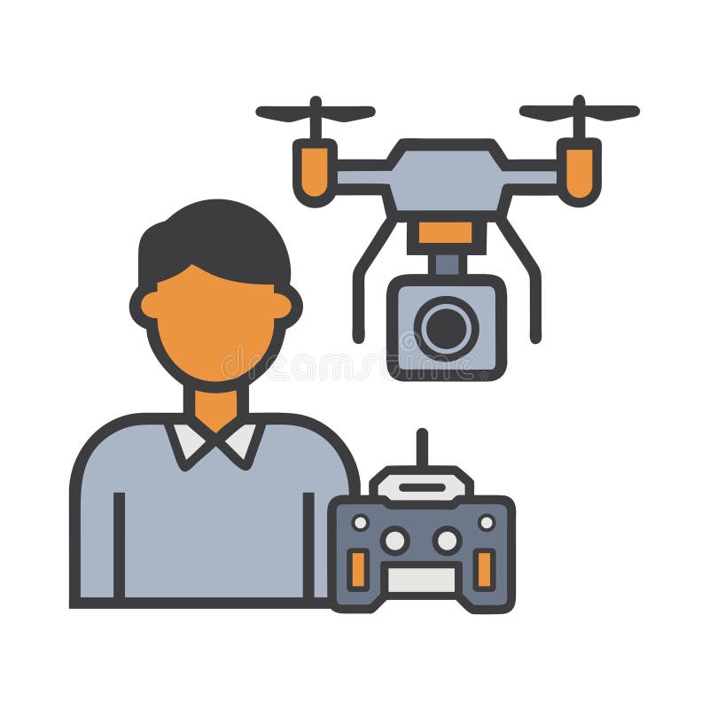 Drone Pilot and Controller Icon Stock Vector - Illustration of piloting ...